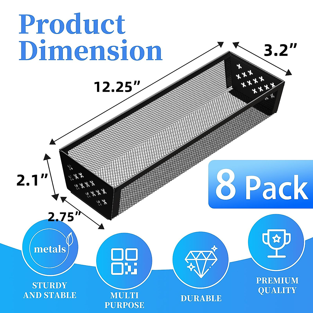 Simple Trending Silverware Drawer Organizer, Silverware Organizer for Drawer, 8 Pack Utensil Organizer for Kitchen Drawers, Kitchen Drawer Organizer for Large Utensils(12.2 * 3.2 * 2.1 inch)