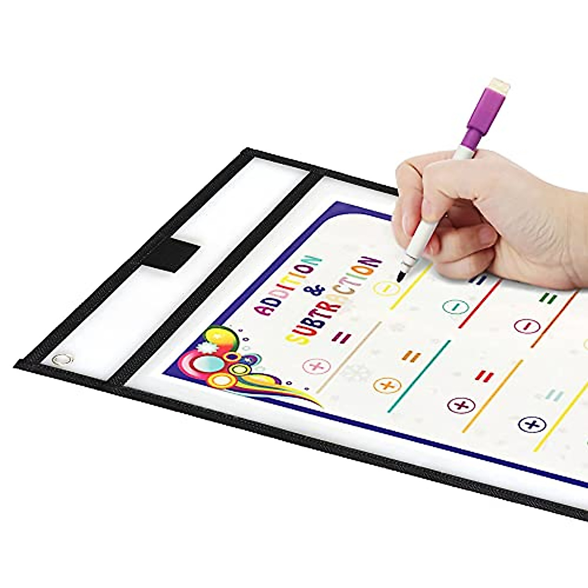 SMTTW Dry Erase Pockets Sleeves Black Reusable Clear Plastic Sleeves 24 Pack Dry Erase Sleeves 10" x 14"Heavy Duty Dry Erase Sleeves Protectors Oversized Board Worksheet Protector