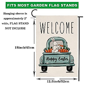 Sambosk Easter Bunny Carrot Small Garden Flag Vertical Double Sided Burlap Happy Easter Truck Spring Farmhouse Yard Outdoor Decoration 12 x 18 Inches