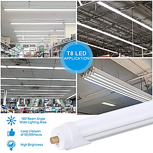 ONLYLUX 8ft LED Bulbs,12 Pack 96" 45W FA8 Single Pin LED Tube Lights 5400LM, 6000k, Milky Cover, F96T12 Bulb Fluorescent Replacement, Ballast Bypass