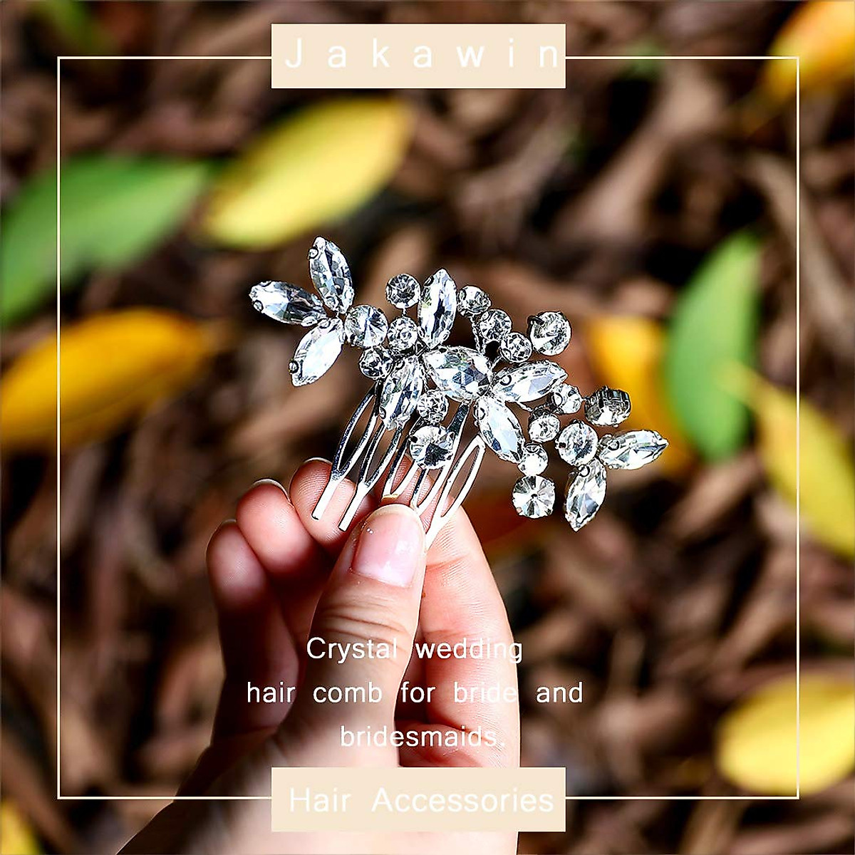 JAKAWIN Bride Wedding Hair Comb Crystal Hair Piece Rhinestone Bridal Hair Accessories for Women HC042 (Silver)