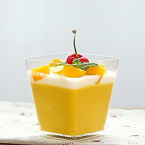 Jnnzzggu 50Pcs Square Mini Plastic Dessert Cups,3.5Oz Clear Plastic Parfait Appetizer Cup for Desserts,Appetizers,Ice Cream