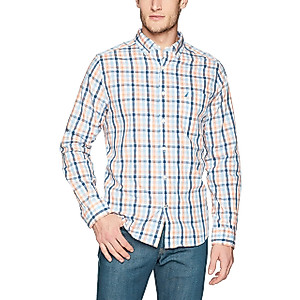 Nautica Men's Wrinkle Resistant Long Sleeve Button Front Shirt, Guava Punch, X-Large