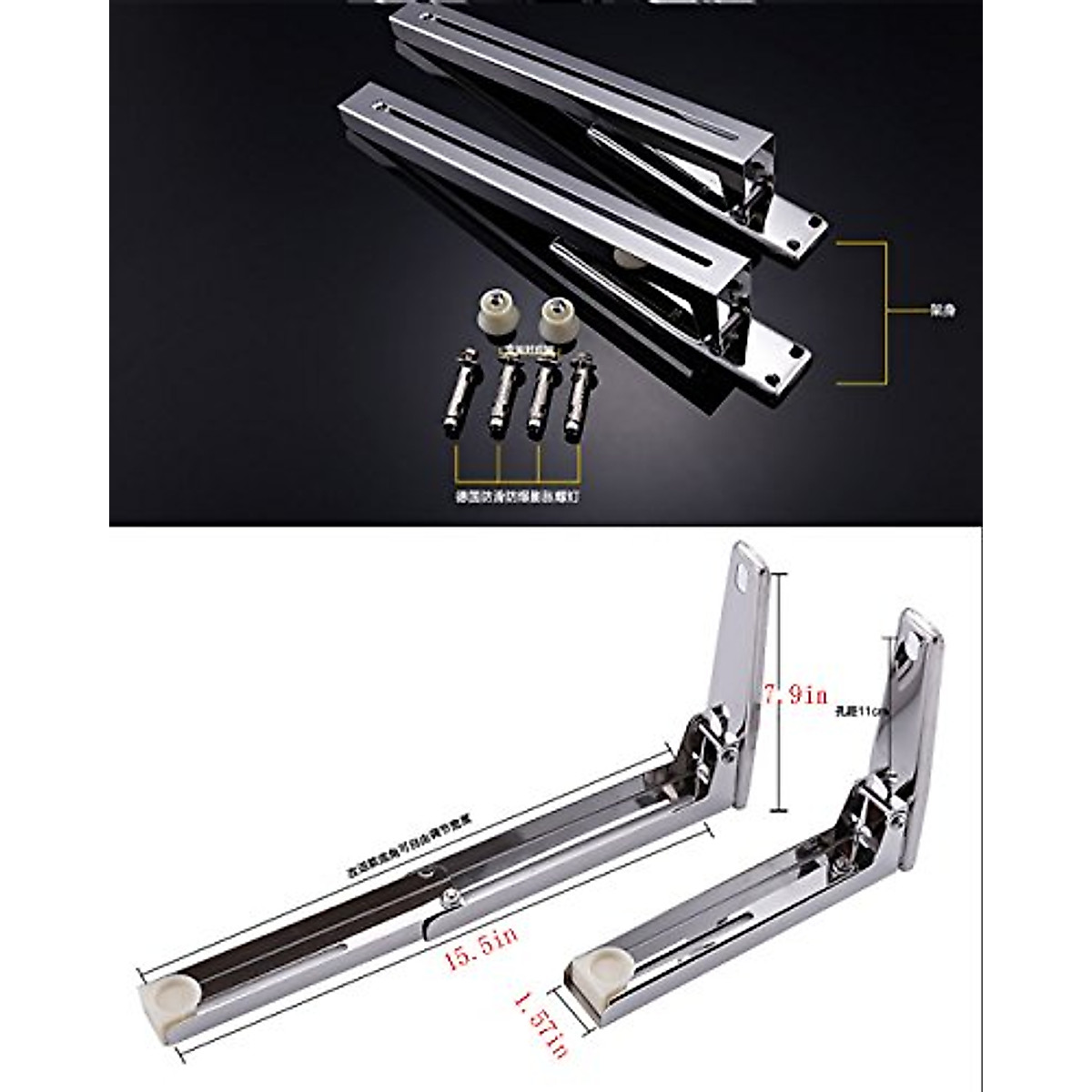 18/8 Stainless Steel Stretch Shelf Rack Wall Mount Kitchen Microwave Oven Stand Bracket Foldable Shelf Rack Oven Wall Mount Bracket Load 180 lb