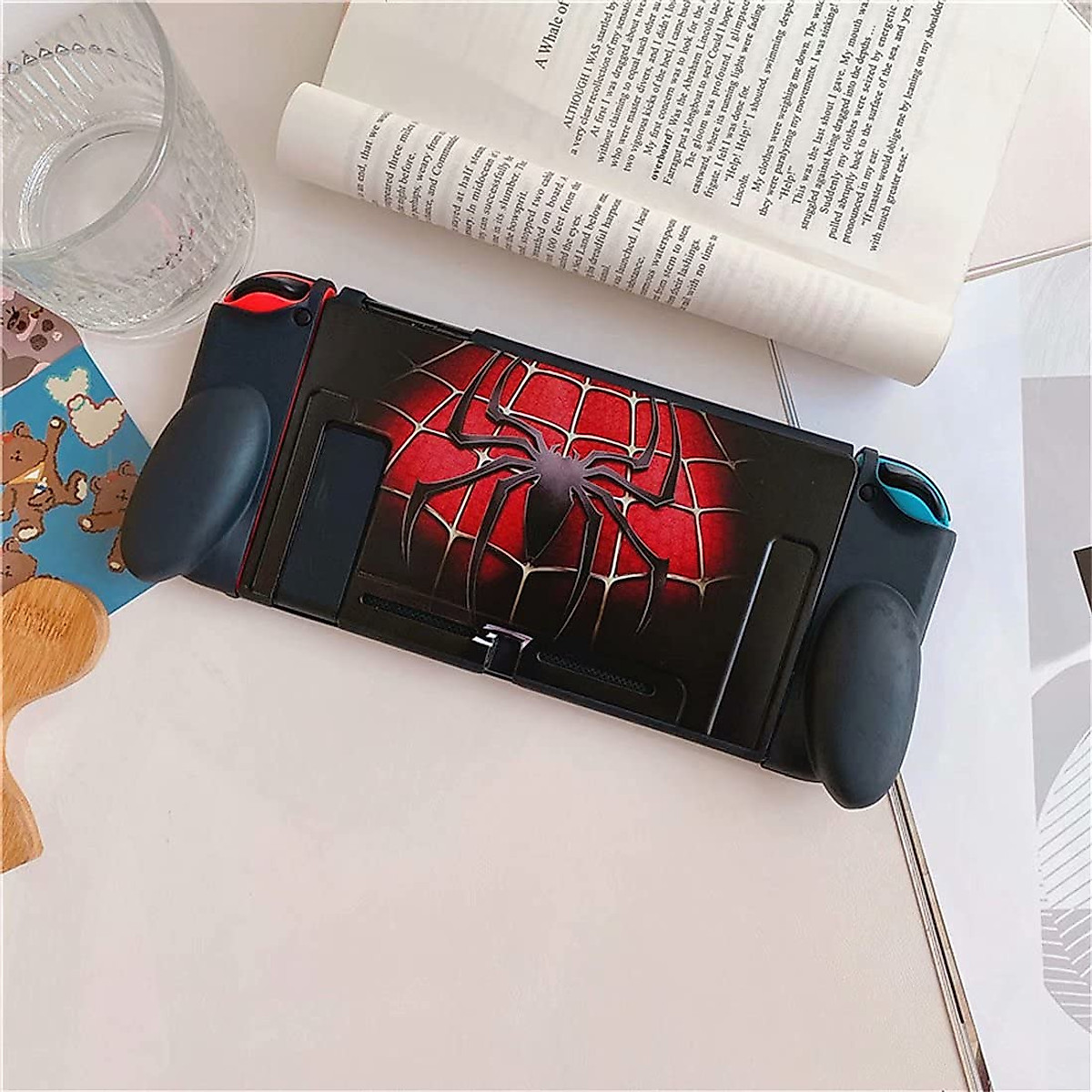 for Nintendo Switch Skin Cute Kawaii Cartoon Character Design Sticker TPU Soft Cases, Funny Fun Fashion Cool Switch Game Skins for Girls Boys Kids, Spiderman
