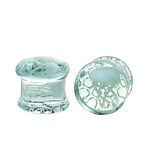 TOPBRIGHT 0G 00G 1/2 inch Spiral Glass Tapers with Jellyfish Ear Expander Plugs Glass Ear Piercing Gauges