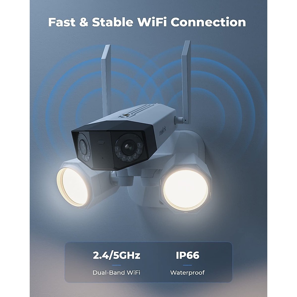 REOLINK Floodlight Camera with 256GB microSD Card Bundle, Duo Floodlight WiFi, 8MP Dual-Lens Camera for Outdoor Security, 5GHz/2.4GHz WiFi, Human/Vehicle/Pet Detection, Local Storage