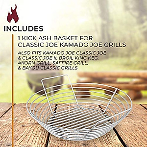 Kick Ash Basket Stainless Steel Charcoal Ash Basket for Kamado Joe Classic - Classic Kamado Grill Charcoal Basket Accessory - Designed in Wisconsin