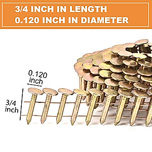 BHTOP 3600 Count Coil Roofing Nails 3/4-Inch x .120-Inch for Roofing Nail Gun, 15 Degree Round Head Wire Weld Collated Roofing Nail, Smooth Shank Electro Galvanized Air Nails for Roofs