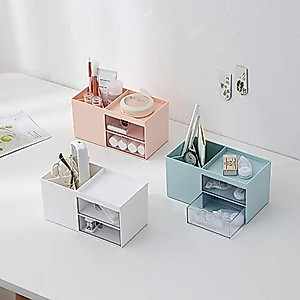 YOSCO Desktop Storage Organizer Mini Box for Office Supplies Container Pen Holder for Desk Cute Pencil Cup Pot Makeup Brush Holder (White)