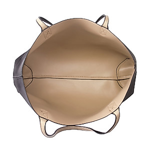 Overbrooke Reversible Tote Bag, Black & Sand - Premium Vegan Leather Womens Shoulder Tote