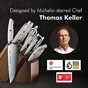Cangshan Thomas Keller Signature Collection Swedish Powder Steel Forged, 17-Piece Knife Block Set, Walnut, White