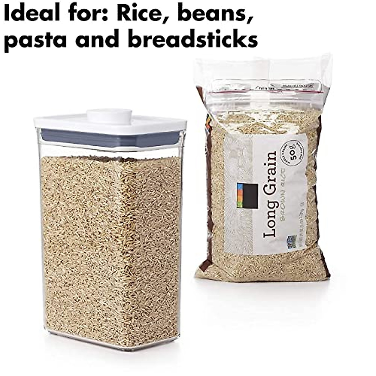 OXO Good Grips POP Container - Airtight Food Storage - 2.7 Qt Rectangle (Set of 4) for Rice and More