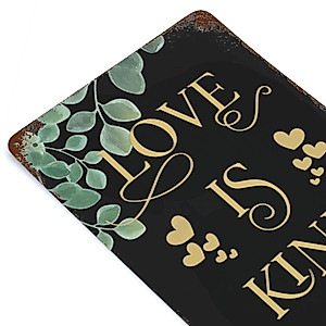 JPKIROZR retro Bible Verse Art Love Is Kind Eucalyptus tin sign metal poster wall plaque decoration bar cafe home garage cave club garden plant wall art minimalist decor, white-style-2, 11.8'x7.9'