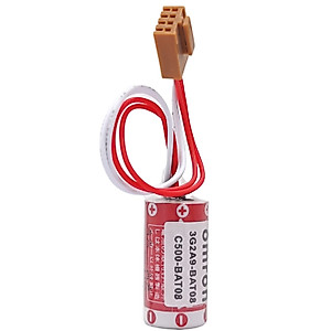 DCYNXC 5-Pieces ER17/33 (2/3A 3.6V) Replacement Battery for Omron 3G2A9-BAT08 C500-BAT08 PLC Battery with Brown JAE2.5mm-4P Plug