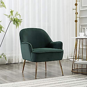 Goujxcy Modern Velvet Accent Tufted Decorative Reading Corner Chair, Vanity Chair for Bedroom, Living Room (Green5)