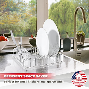 Better Houseware 3423 Compact Dish Drainer Set, Stainless 12" x 9" x 5"
