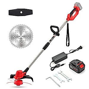 Brushless Weed Wacker, 21V String Trimmer Electric Weed Eater Brush Cutter, 3-in-1 Lightweight Cordless Grass Trimmer Edger Lawn Tool for Yard Trimming and Edging with 6.0Ah Battery Powered