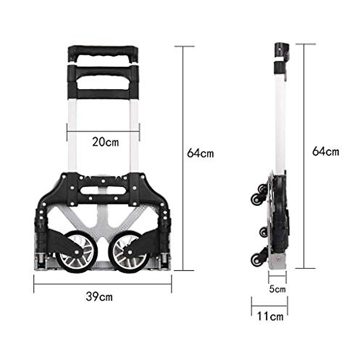 NEOCHY Trolleys,Shopping Cart Aluminum Alloy Trolley Car Foldable Portable Luggage Cart Trailer Telestrolley Car Cart Grocery Cart/Black