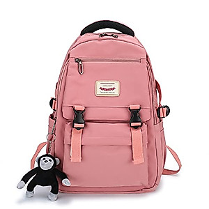 JARKJARD Cute Aesthetic Backpack for Girls Kawaii Backpack for School College Backpack Large Capacity Bookbags for Girls Women Students Casual Travel Daypacks(Pink)