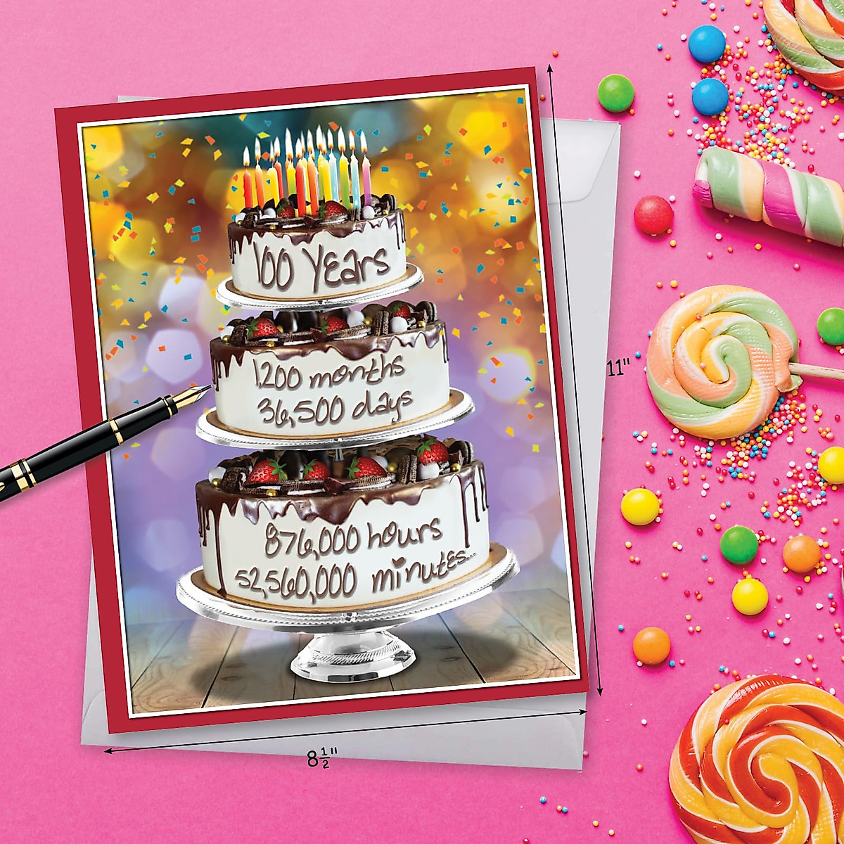 NobleWorks - Humorous Milestone Birthday Greeting Card Greeting Card (8.5 x 11 Inch) - Time Count Milestones 100 J9097MBG