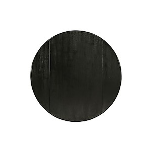 East West Furniture DMGA5-ABK-50 5 Piece Dining Room Table Set Includes a Round Dining Table with Dropleaf and 4 Dark Gotham Linen Fabric Upholstered Parson Chairs, 42x42 Inch, Wirebrushed Black