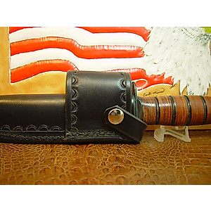 Black Leather Knife Sheath, Made to Fit a Ka Bar Marine Fighter Knife