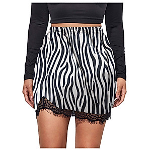 Bravetoshop Women High Waist Mini Skirt Graphic Printed A-Line Mesh Skirt Y2K Bodycon Short Skirt E Girl Streetwear (Beige,M)
