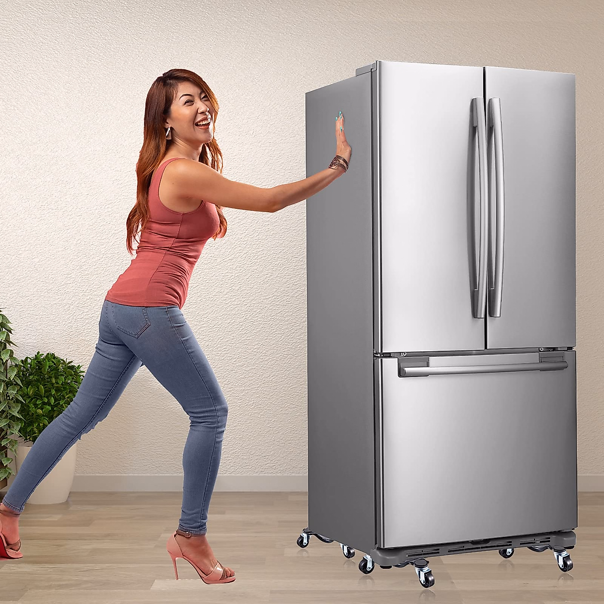 12 Pcs Furniture Moving Dolly 3 Wheel Steel Tri Dolly Heavy Duty Movers Mobile Rollers Triangle Swivel Caster Easy Moving Tool for Home Furniture 200 Lbs Load Capacity