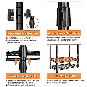 Tophorse T3 Portable Closet Clothes Rack, Heavy Duty Clothing Rack with 5 Hang Rods & 7 Shelves, Adjustable Closet Organizers and Storage Wardrobe, 75.2" W x 15.7”D x 76.4”H, Max Load 850LBS
