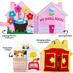MOVEBO- Quiet Book for Kids - Interactive Felt Busy Book - Montessori Quiet Books for Toddlers - Carry on Travel Quiet Activity Book - Soft Fabric Quiet Books for Children(My Small Room)