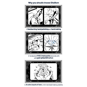 sheborn 2ct Moissanite Rings for Women 3 Stone Wedding Band Travel Engagement Ring 925 Sterling Silver 18K White Gold Plated D Color 2 Carat Anniversary/Wedding/Promise Jewelry for Her