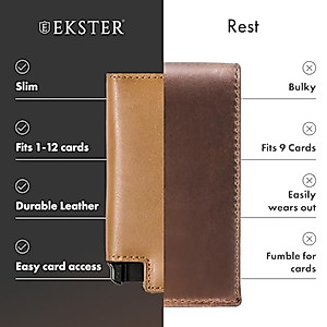 Ekster Parliament Men's Wallet | RFID Blocking Leather Minimalist Wallet | Slim Wallet for Men - Designed for Quick Card Access with Push Button (Roma Cognac)