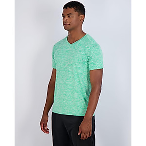 Real Essentials Athletic V Neck Tshirt Shirts T-Shirts Men Quick Dry Fit Tops Dri Fit Short Sleeve Active Wear Training Exercise Fitness Workout Shirt Tee Tees Gym Sports Top, Set 12, L, Pack of 5