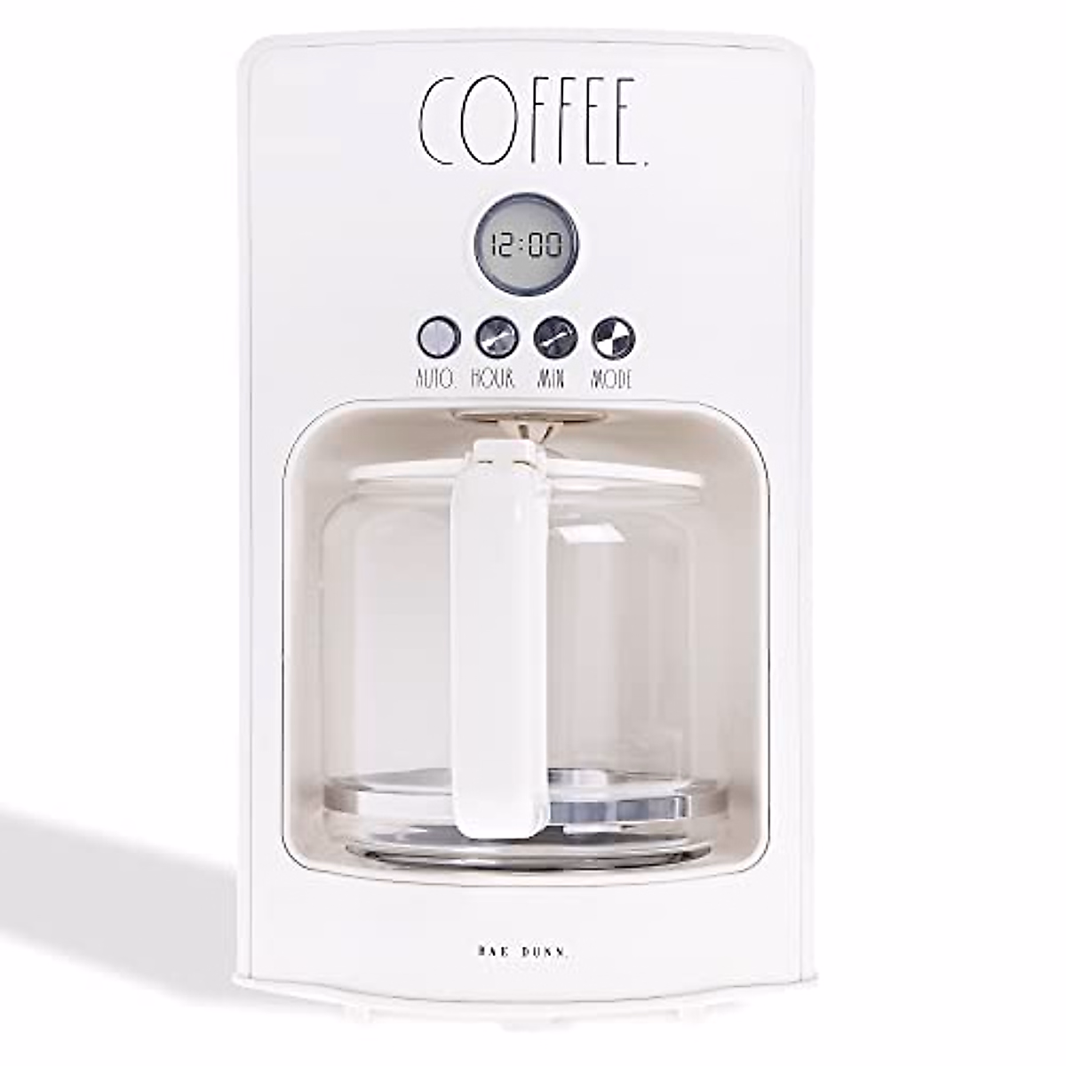 Rae Dunn Programmable Drip Coffee Maker, Coffee Pot for Kitchen, Electric Coffee Machine for Brewing Coffee. Easy to Use Coffee Maker Brews 12 Cups, Genuine Labelled COFFEE