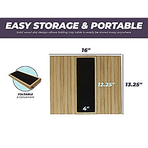 Etna Solid Wood Sofa Arm Table - Flexible Tray Tables with a Non-Slip Felt Surface and Slat Links - Perfect Recliner Table, Couch Arm Table for Holding Drinks, Snacks, or TV Remote - Natural Wood