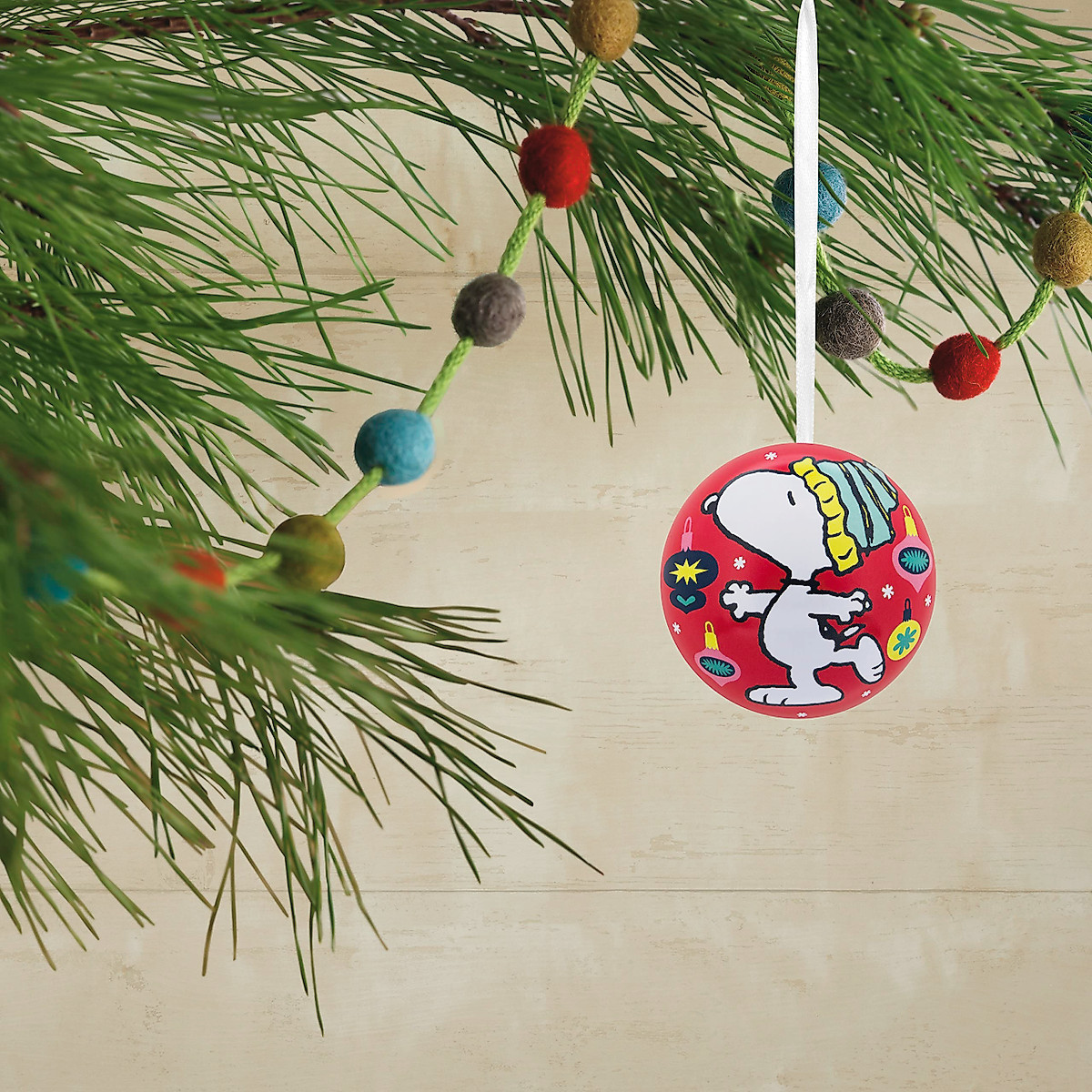 Hallmark Peanuts Tin Ball Christmas Ornaments, Set of 12