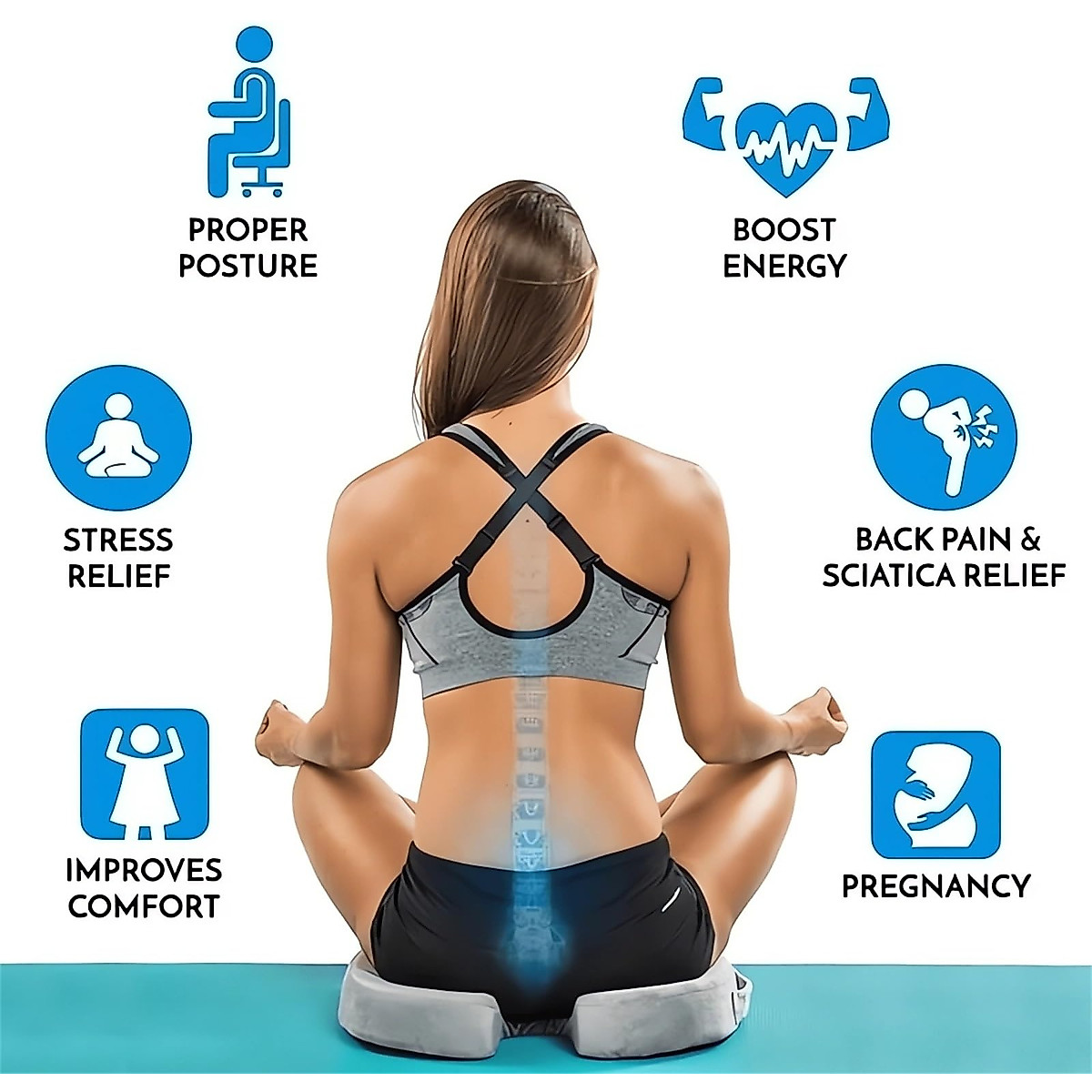 LIONICE Premium Soft Hip Support Pillow - 2023 New Soft Hip Support Butt Cushion Seat for Desk Chair, Ergonomic Memory Foam Office Computer Chair Seat Cushion, Car Seat Cushion Pad for Driver (Grey)