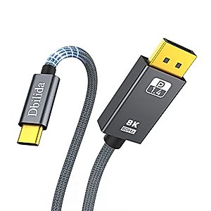 Dbilida VESA Certified 8K USB C to DisplayPort 1.4 Cable 6.6 ft, Support 8K@60Hz, 4K@240Hz 165Hz, 2K@240Hz, [Thunderbolt 4/3 Compatible] 32.4Gbps for iPhone 15/Plus/Pro/Pro Max, MacBook Pro M1 M2,etc
