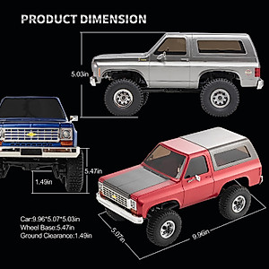 FairRC Mod 1/24 RC Crawler FCX24 Chevy K5 Blazer Officially Licensed, Mini RC Car Pick Up Truck & SUV 2 in 1, 4WD 8km/h 2 Speeds Switch, 2.4GHz 3CH Off-Road RC Model with LED Lights for Adults, Blue