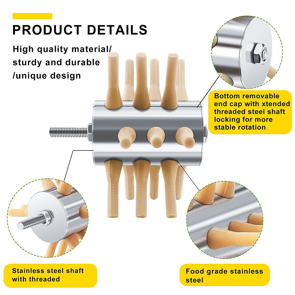 ZenxyHoC Chicken Plucker Drill Attachment, 3/8" MPT Shank Stainless Steel Chicken Plucker Machine, 18 Soft Fingers Poultry Defeathering Machine for Chicken Turkey Pheasant