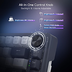 Redragon K673 PRO 75% Wireless Gasket RGB Gaming Keyboard, 3-Modes 81 Keys Compact Mechanical Keyboard Hot-Swap Socket, Dedicated Knob Control and Sound Absorbing Pads, Linear Red Switch