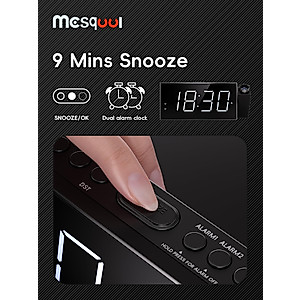 Projection Digital Alarm Clock with Bed Shaker for Bedroom, Extra Loud Alarm Clock for Heavy Sleeper, 180° Rotable Ceiling Projector Clock,2 Alarm,5 Dimmer Volume,USB Charger, Battery Backup,12/24H…