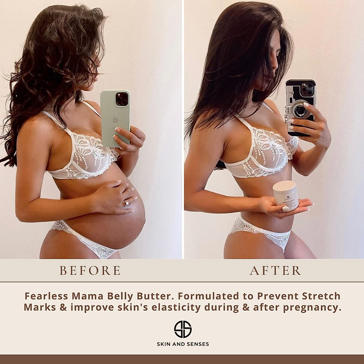 Fearless MaMa Stretch Mark Prevention Belly Butter for Pregnancy - 100% Natural Loaded With Ingredients That Nourish & Moisturize. Stretch Marks & Scars Defense (Unscented)