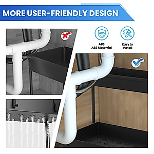 Under Sink Organizers and Storage, 3 Pack of 2-Tier Multi-Use Cabinet Organizers with Sliding Drawers, Hooks and Hanging Cups, Under Sink Organizers for Kitchen and Bathroom Home Organization(Black)