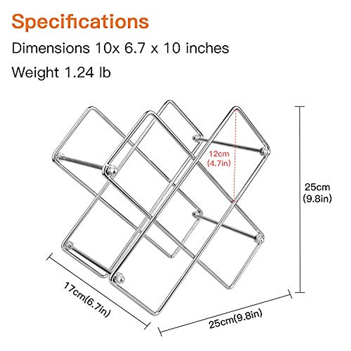 Yimerlen Tabletop Wine Rack, Geometric Countertop Wine Holder, Metal, Capacity - 6 Bottle (Silver)