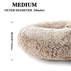 SunStyle Home Calming Pet Bed, M(24'x24'), Brown, 25 lbs, Polyester, Round, Stuffed, Sewn