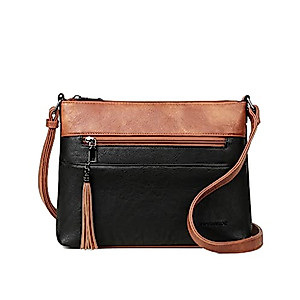 MASINTOR Crossbody Bags for Women, Lightweight Medium Crossbody Purse, Soft Leather Women's Shoulder Handbags with Tassel for Shopping or Travel
