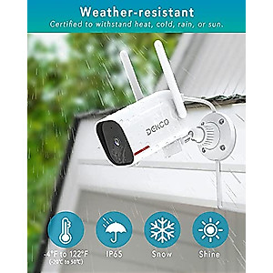 DEKCO Outdoor 1080p Pan Rotating 180° Wired WiFi Cameras for Home Security with Two-Way Audio, Night Vision, 2.4G WiFi, IP65, Motion Detection Alarm (2 Pack)