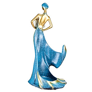 TriBeginner Single Wine Bottle Holder, Beauty Lady Decor Tabletop Wine Rack Storage Organizer Home Decoration Figurines, Blue